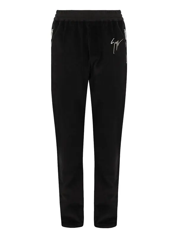 GIUSEPPE ZANOTTI Satin-trim Velvet Trousers - Black