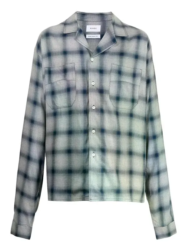 Rhude Check-print Buttoned Shirt - Blue