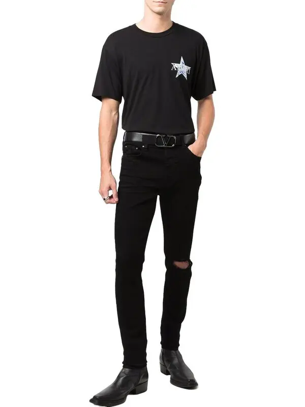 Amiri Distressed-finish Slim-cut Jeans - Black