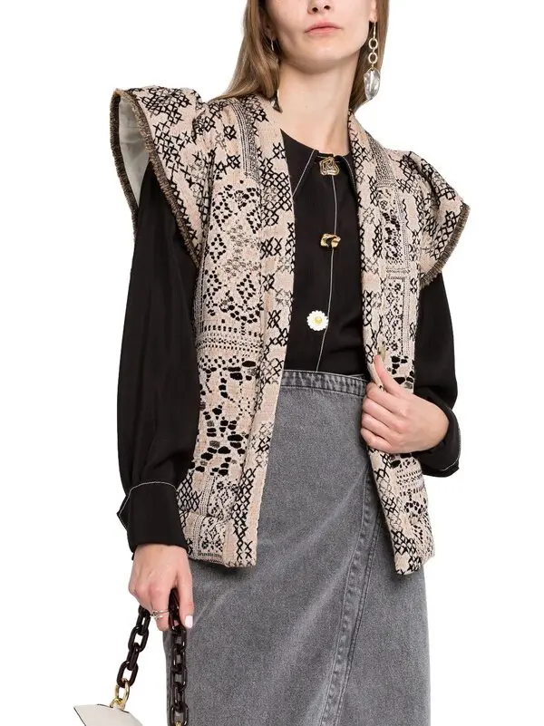 FORTE_FORTE Abstract Pattern Jacket - Neutrals