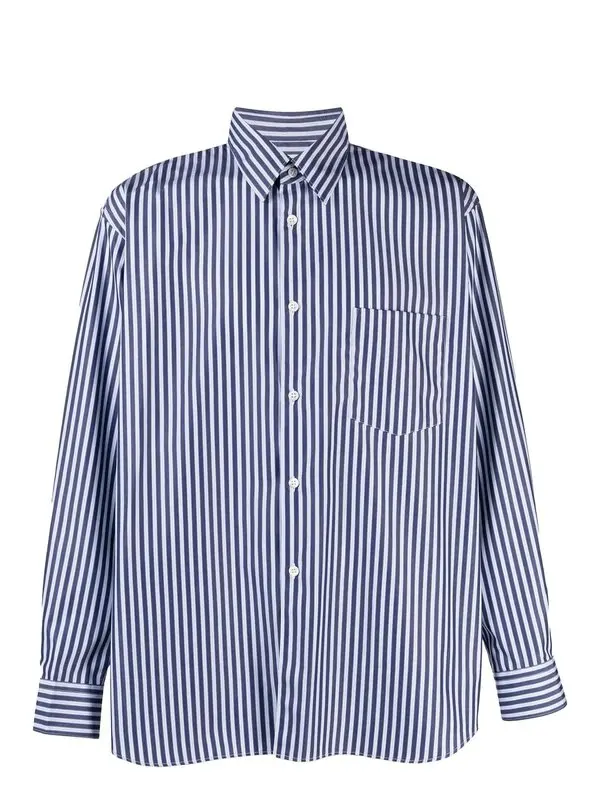 Comme Des Garçons Striped Button-up Shirt - Blue