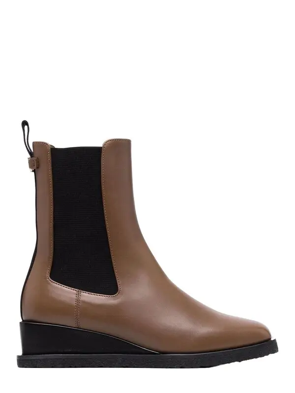 FERRAGAMO Wedged Leather Ankle Boots - Brown