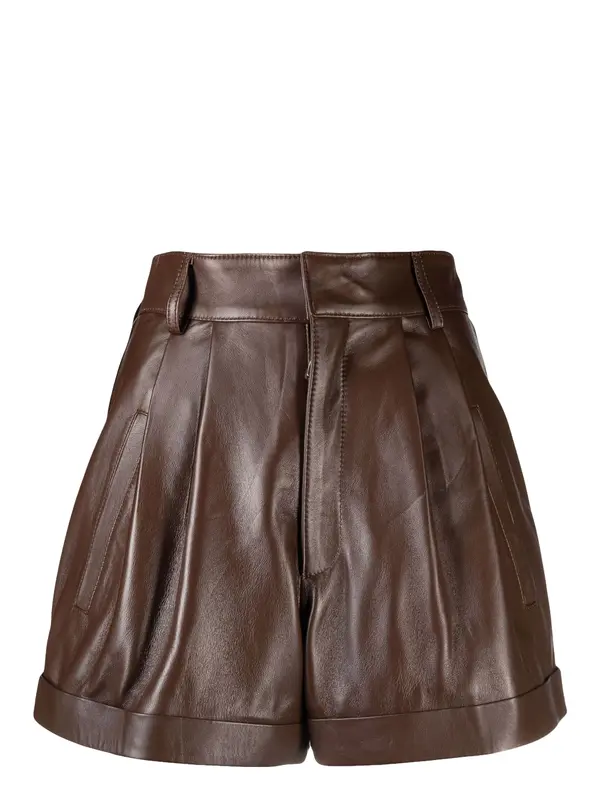 MANOKHI Jett Leather Shorts - Brown