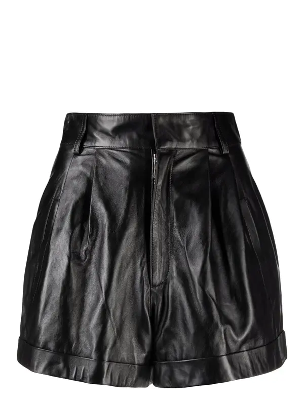 MANOKHI Jett Leather Shorts - Black