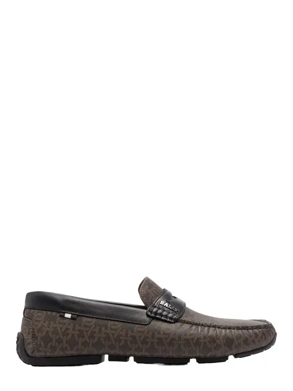Bally Chain Logo-print Leather Loafers - Brown
