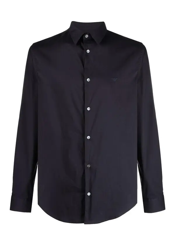 Emporio Armani Logo-patch Longsleeved Shirt - Blue
