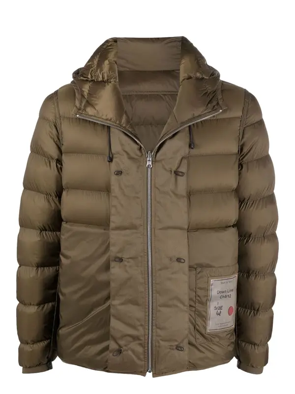 TEN C Logo-patch Puffer Jacket - Green