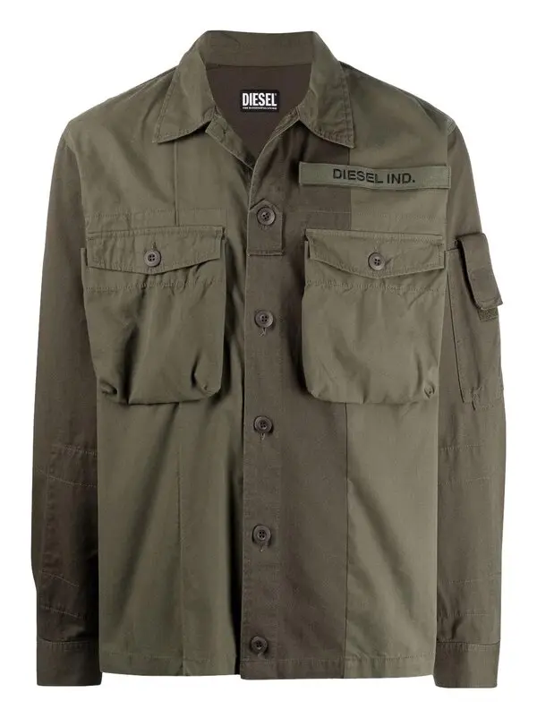 DIESEL® Khaki Cotton Blend Utility Shirt Jacket - Green
