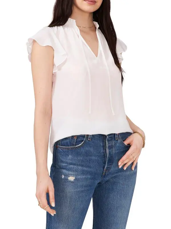 1.State Flutter Sleeve Top - Ultra White