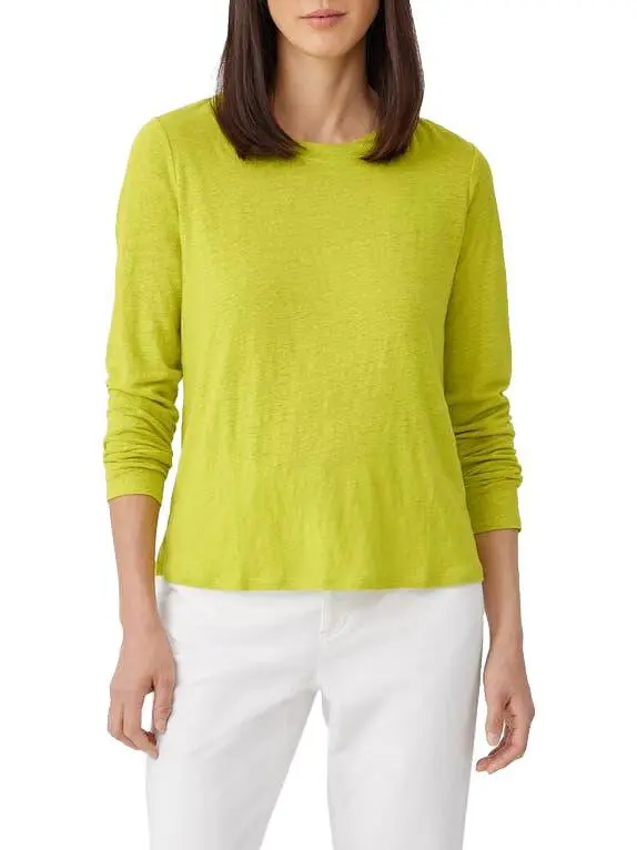 Eileen Fisher Organic Linen Long Sleeve T-shirt - Citron