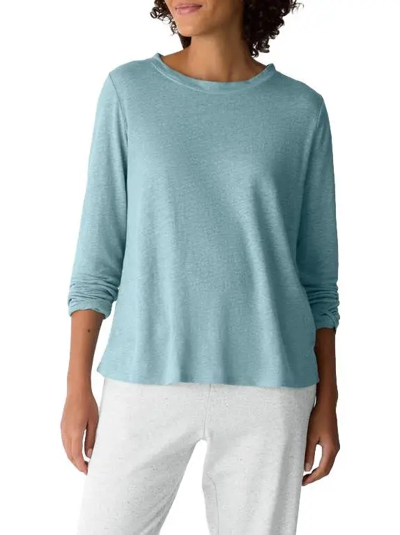 Eileen Fisher Organic Linen Long Sleeve T-shirt - Seafoam