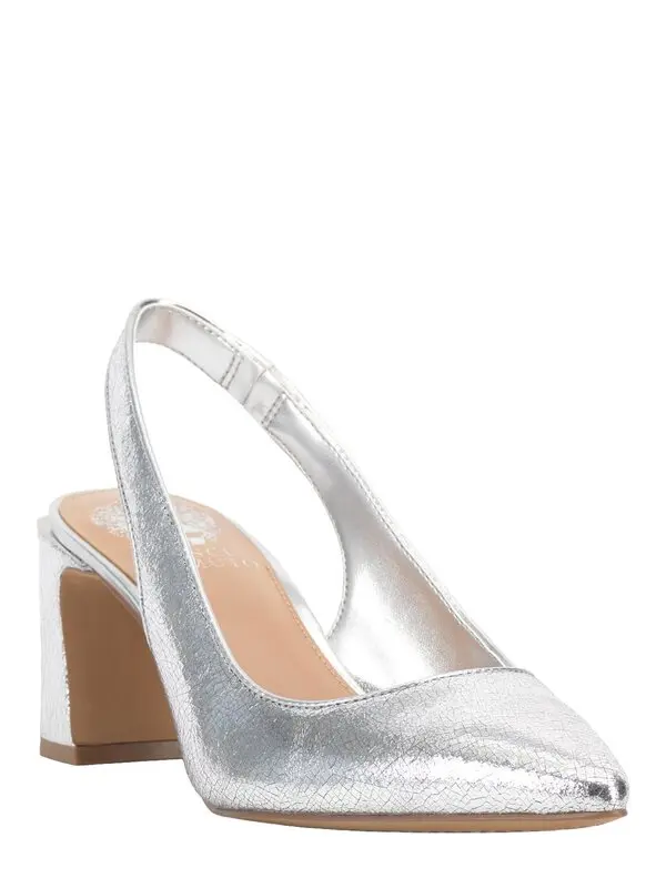 Vince Camuto Hamden Pointed Toe Slingback Pumps - Silver