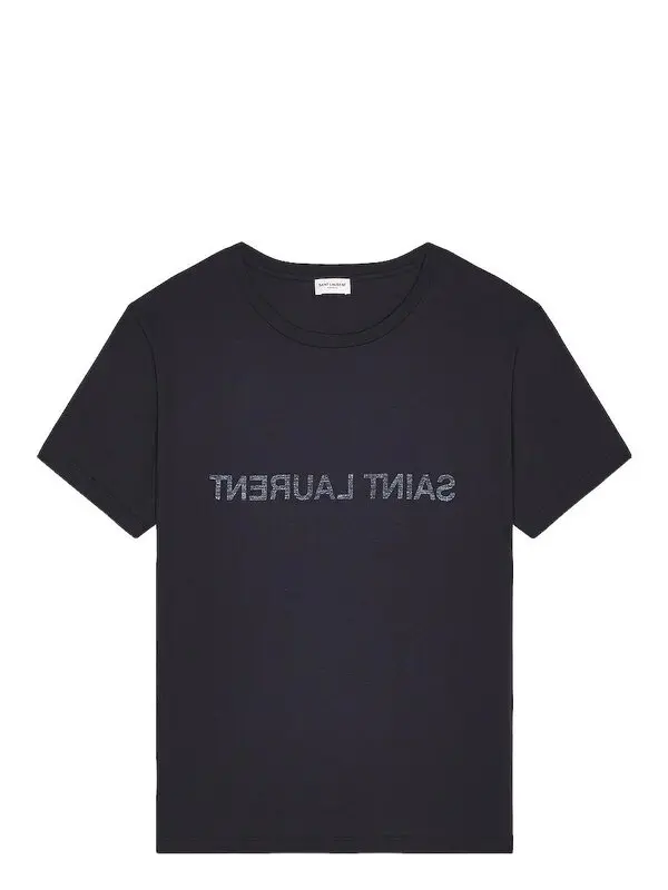Saint Laurent Reverse T-shirt In Black - Marine & Natural