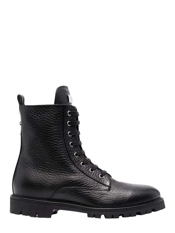 Philipp Plein Star-studded Leather Boots - Black