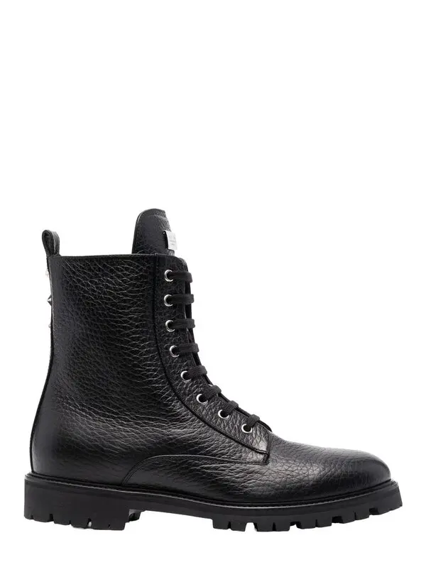 Philipp Plein Star-studded Leather Boots - Black