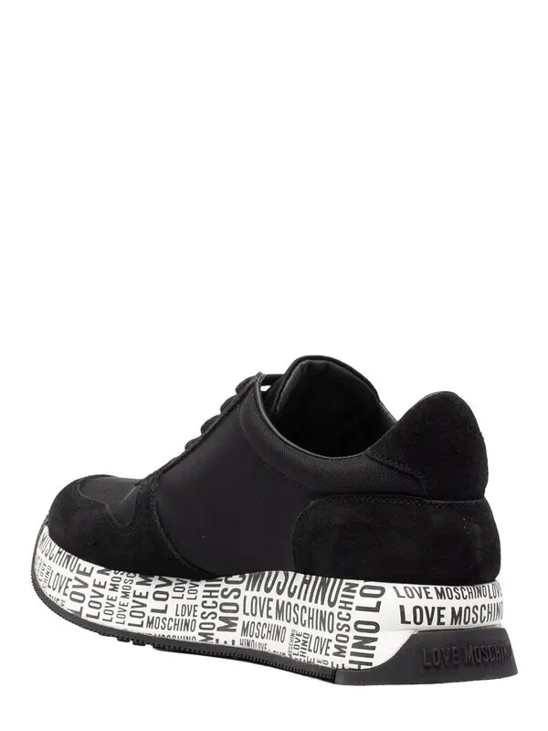 Moschino Heart Motif Paneled Sneakers - Black