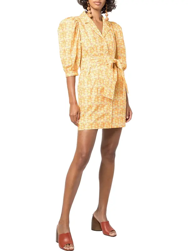 Lhd Casitas Sloth-print Mini Dress - Yellow