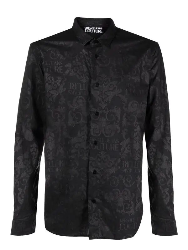 Versace Barocco-print Cotton Shirt - Black