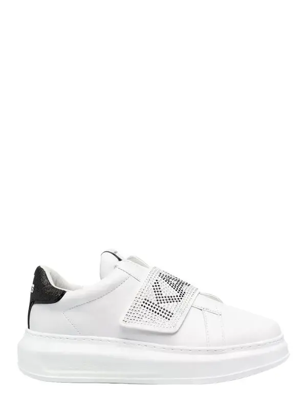 Karl Lagerfeld Embellished Logo Strap Sneakers - White