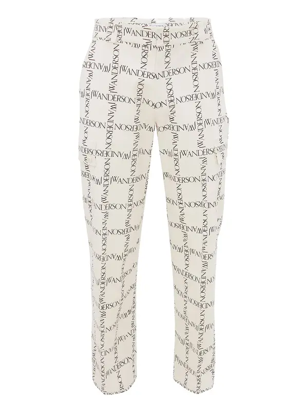 JW Anderson Logo-print Straight-leg Trousers - White
