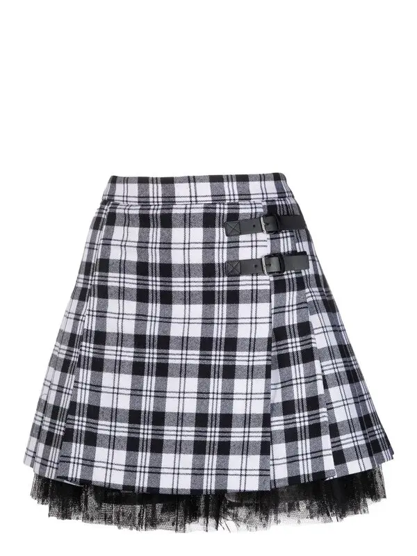 Red Valentino Tartan-print Pleated Kilt Mini Skirt - Black