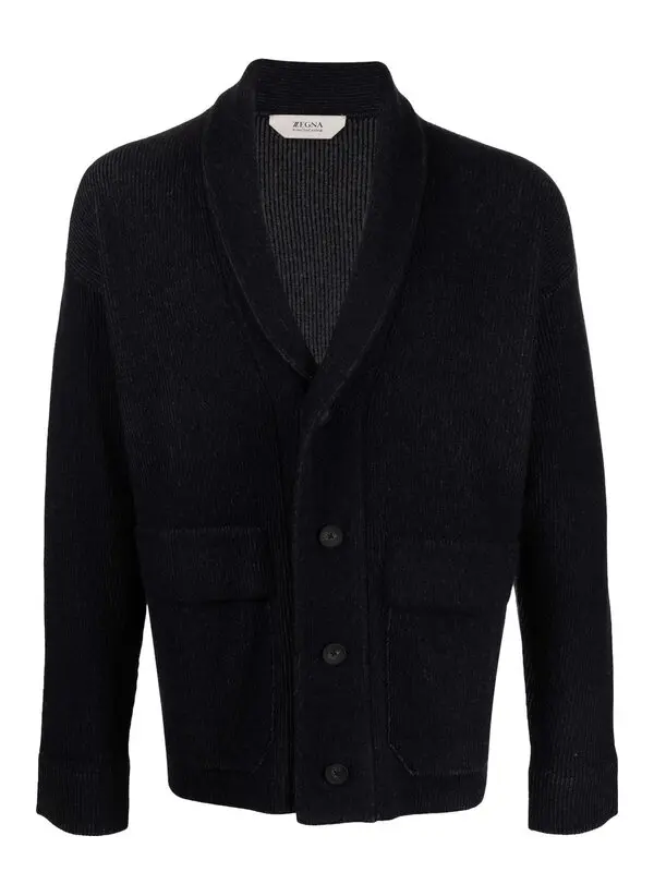 Zegna Ribbed-knit Wool-cashmere Blend Cardigan - Blue
