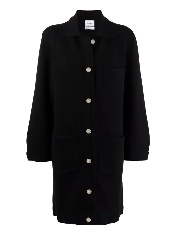 BARRIE Single-breasted Cashmere-cotton Blend Coat - Black