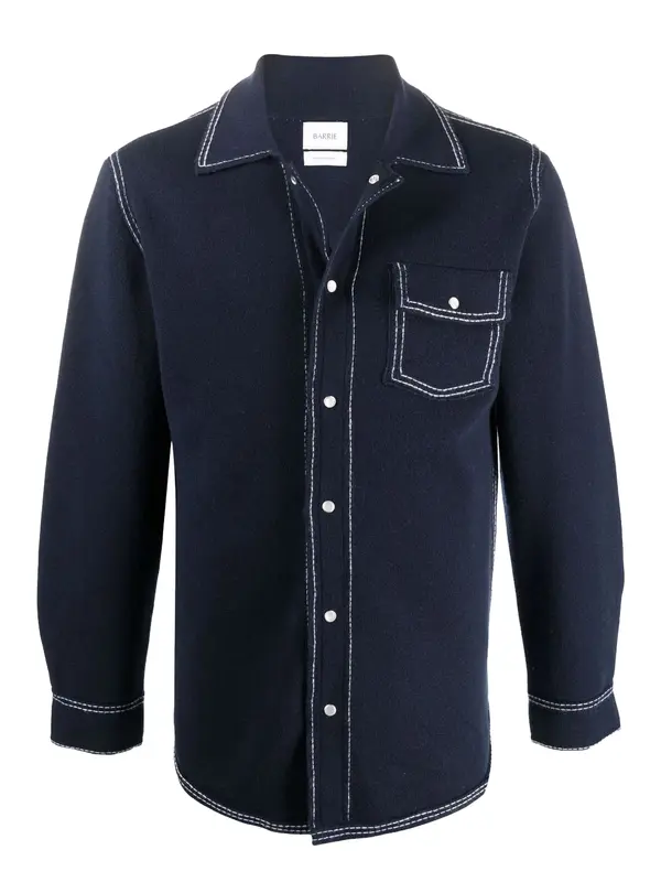 BARRIE Flap-pocket Cashmere Overshirt - Blue