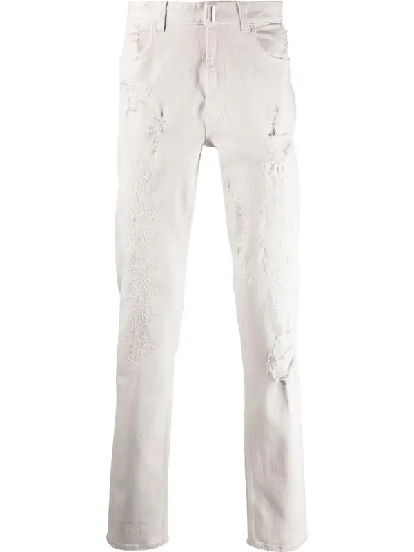 Givenchy Distressed-effect Slim-fit Jeans - White