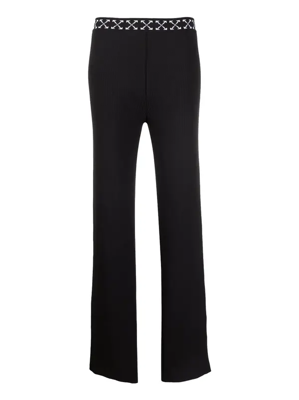 Off-White Arrows Waistband Ribbed Trousers - Black