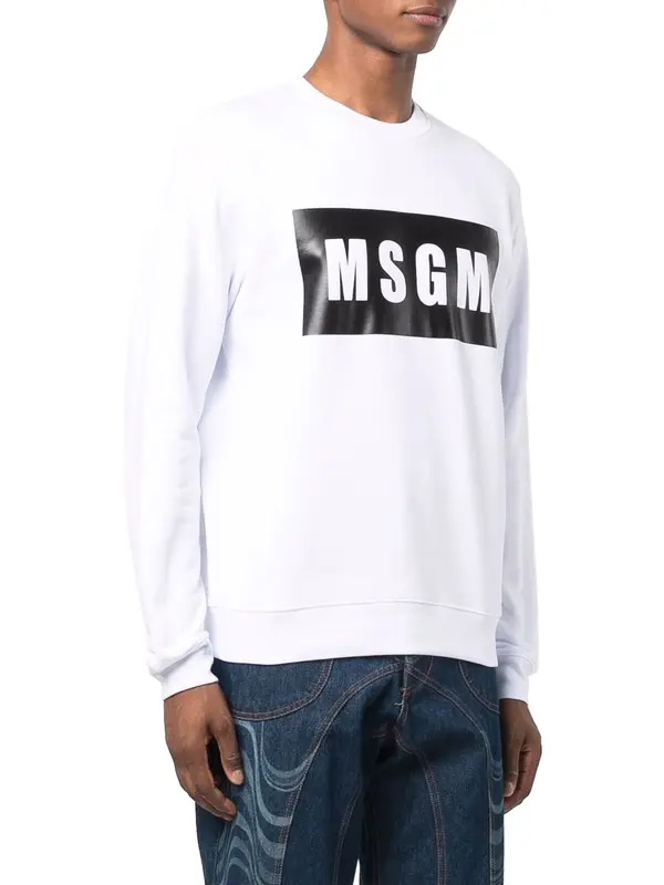MSGM Logo-print Cotton Sweatshirt - White