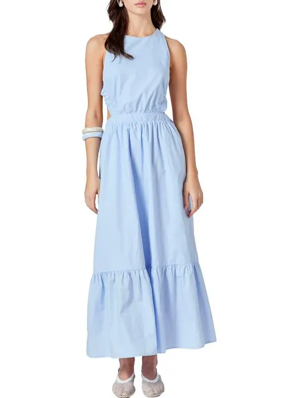 English Factory Open Back Dress - Powder Blue