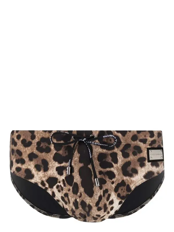 Dolce & Gabbana Leopard-print Swim Briefs - Brown