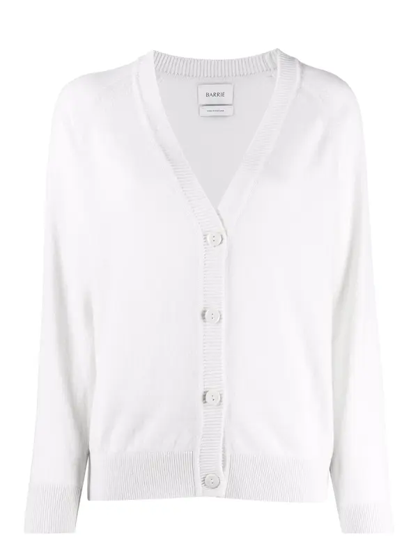BARRIE Rib-trimmed Cashmere Cardigan - White