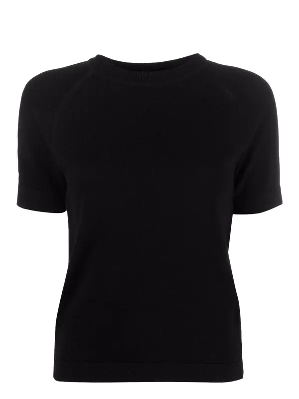 BARRIE Short-sleeve Cashmere Top - Black