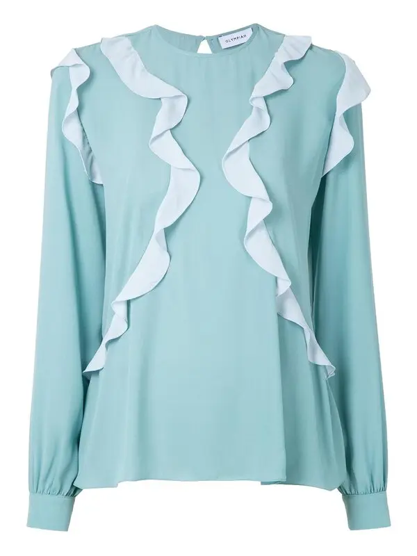 OLYMPIAH Mosaicos Ruffle-trim Blouse - Blue