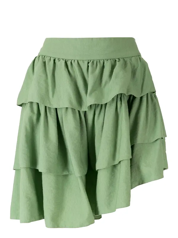 OLYMPIAH Cape Ruffled Skirt - Green