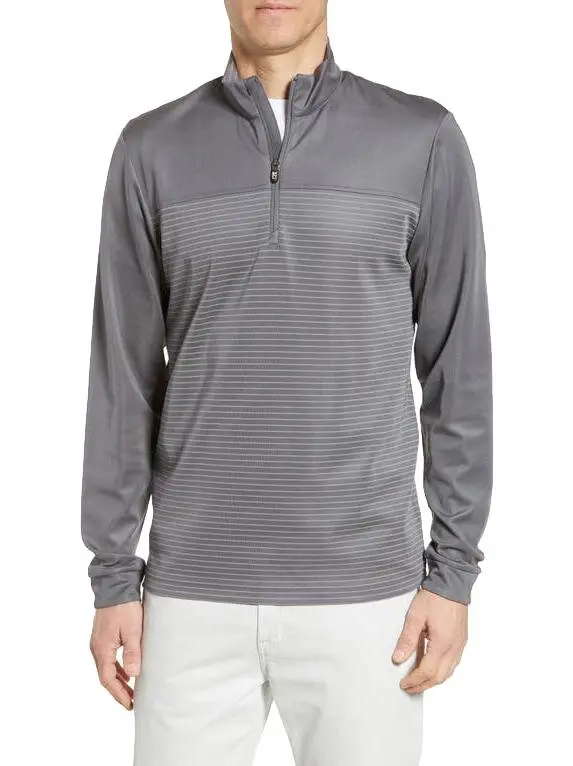 Cutter & Buck Traverse Stripe Quarter Zip Pullover - Elemental Grey
