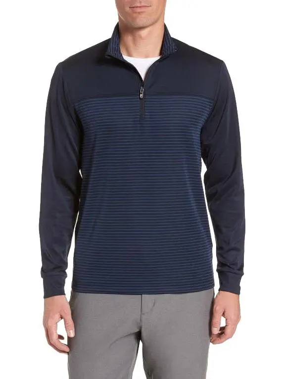 Cutter & Buck Traverse Stripe Quarter Zip Pullover - Liberty Navy