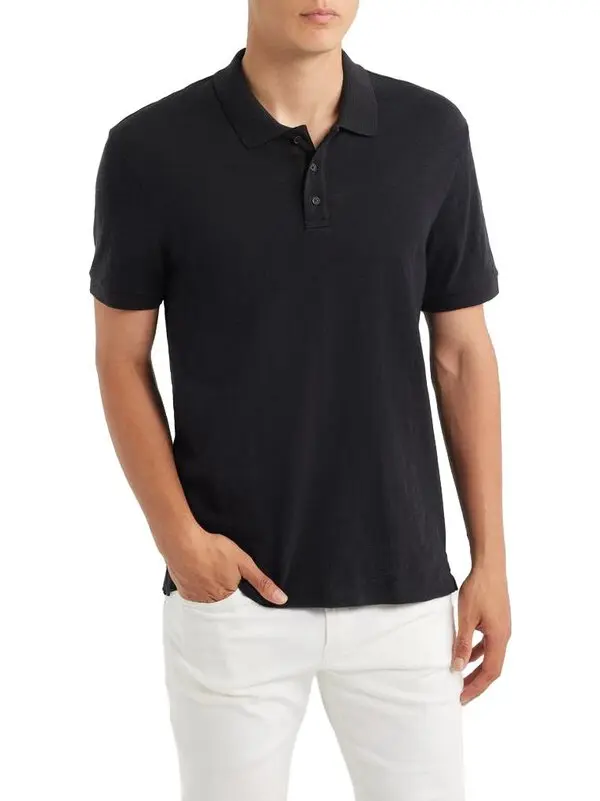 Vince Cotton Slub Jersey Polo - Black