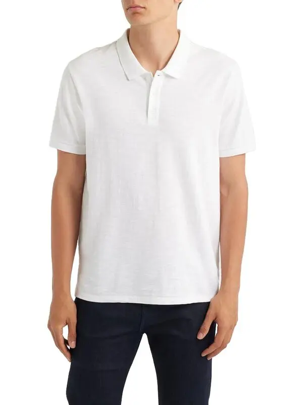 Vince Cotton Slub Jersey Polo - Optic White