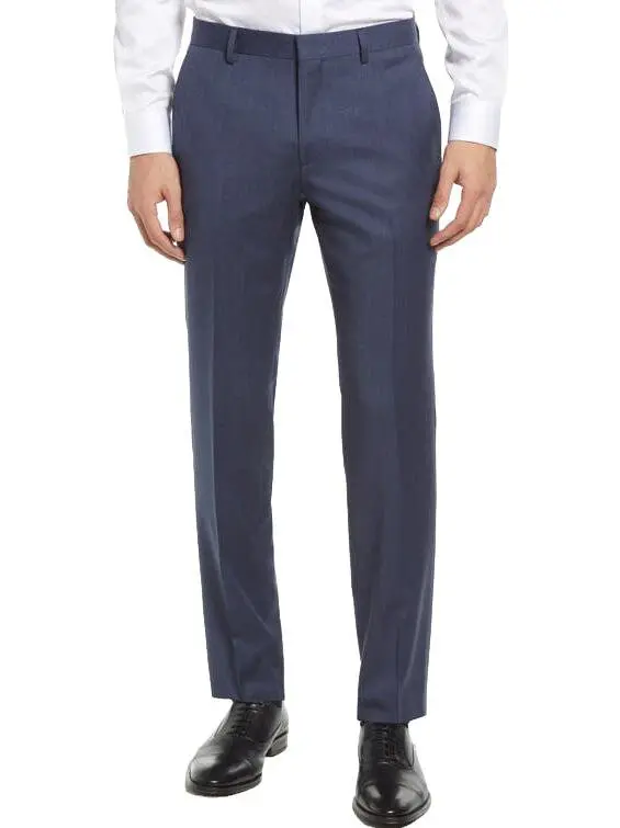 BOSS Genius Slim Fit Wool Suit Pants - Open Blue