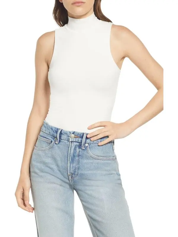 Good American Mock Neck Thong Bodysuit - Ivory001