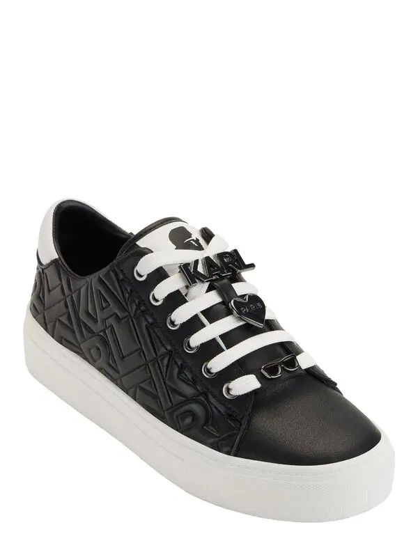 Karl Lagerfeld Paris Cate Pin Logo Sneakers - Black/ Bright White