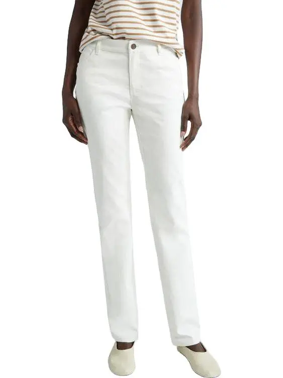 Lafayette 148 New York Thompson Waxed Denim Slim Leg Jeans - White