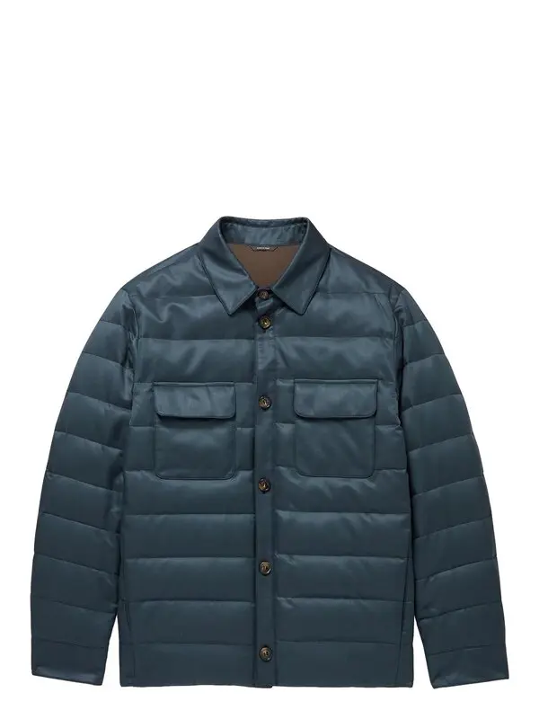 Loro Piana Quilted Silk-twill Down Overshirt - Blue