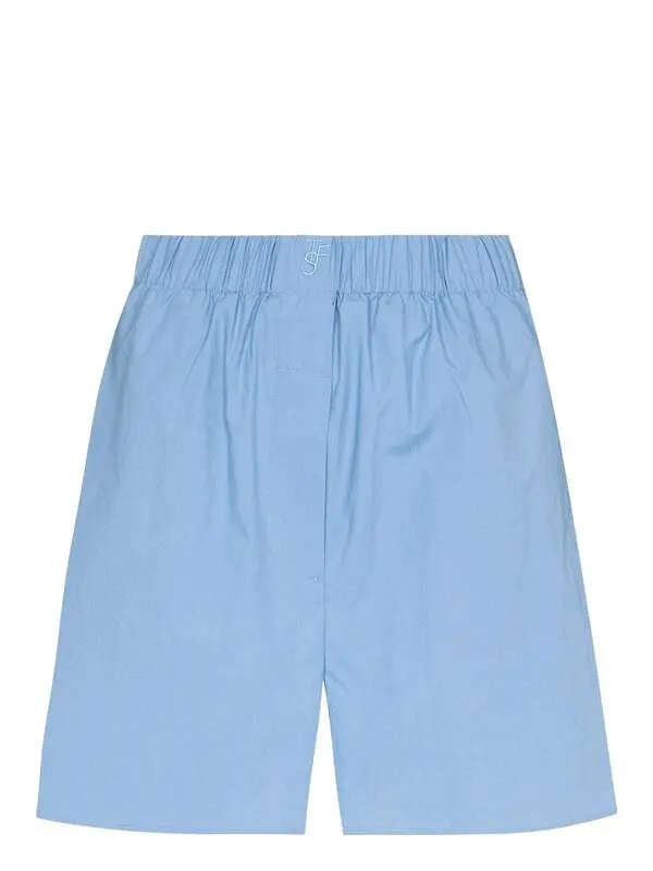 THE FRANKIE SHOP Logo-embroidered Organic Cotton Shorts - Blue