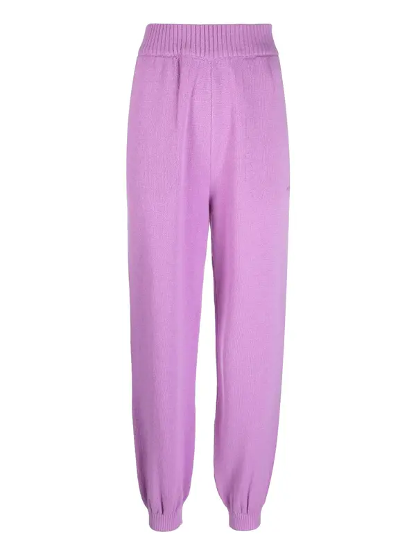 MSGM Merino-blend Knitted Track Pants - Purple
