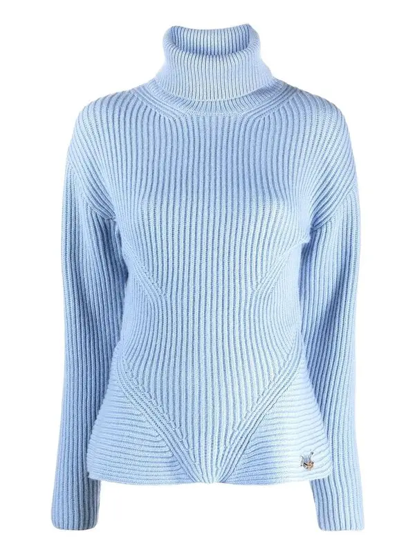 Elisabetta Franchi Ribbed-knit Roll-neck Jumper - Blue