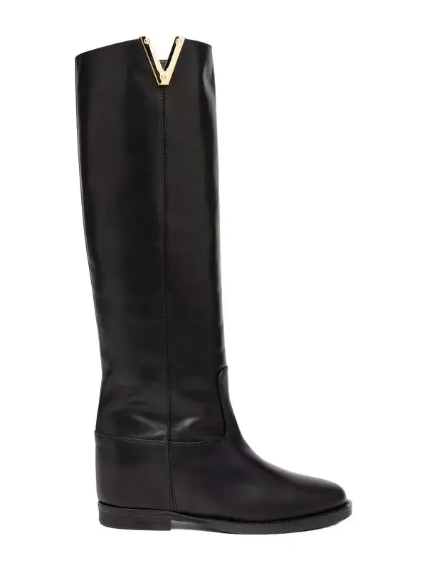 VIA ROMA 15 Saint Barth Logo-plaque Boots - Black